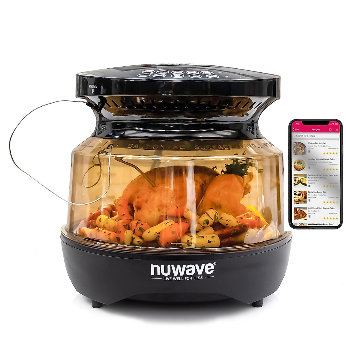 Nuwave Primo Grill Oven PFAS Free Countertop Oven with Convection Top & Grill Bottom, Smart Thermometer, Perfect for Cooking Frozen or Fresh with Surround Heat for Flawless Results