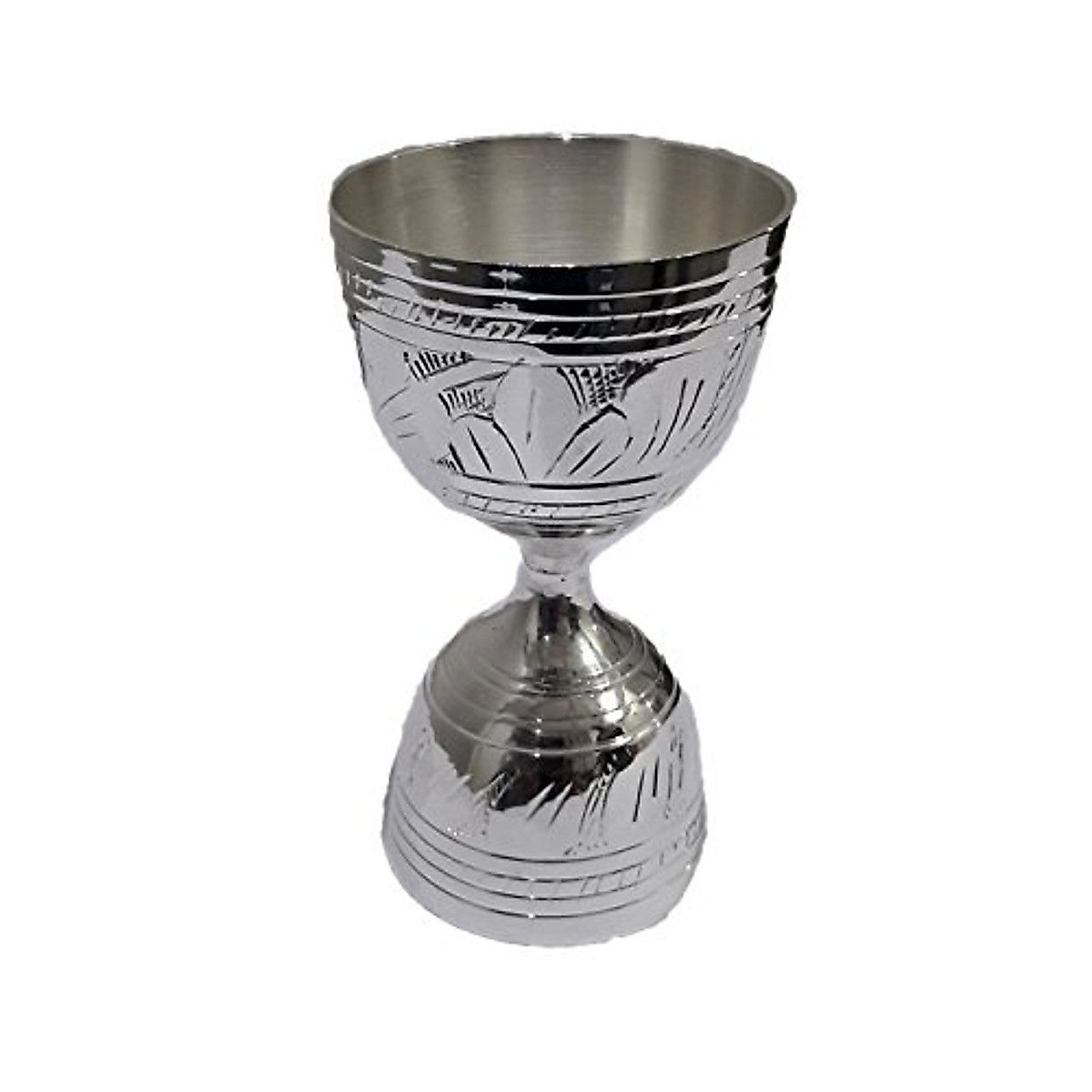 PARIJAT HANDICRAFT Stainless steel copper serving kadhai pan with steel mug and embossed brass shot jigger