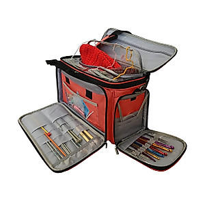 Crochet Bag Organizer, Travel Yarn Storage Bag, Crochet Tote Bag, Knitting Bag and Tote Organizer, Lightweight Portable On-The-Go Knitting Bag Ideal for Small to Medium Projects