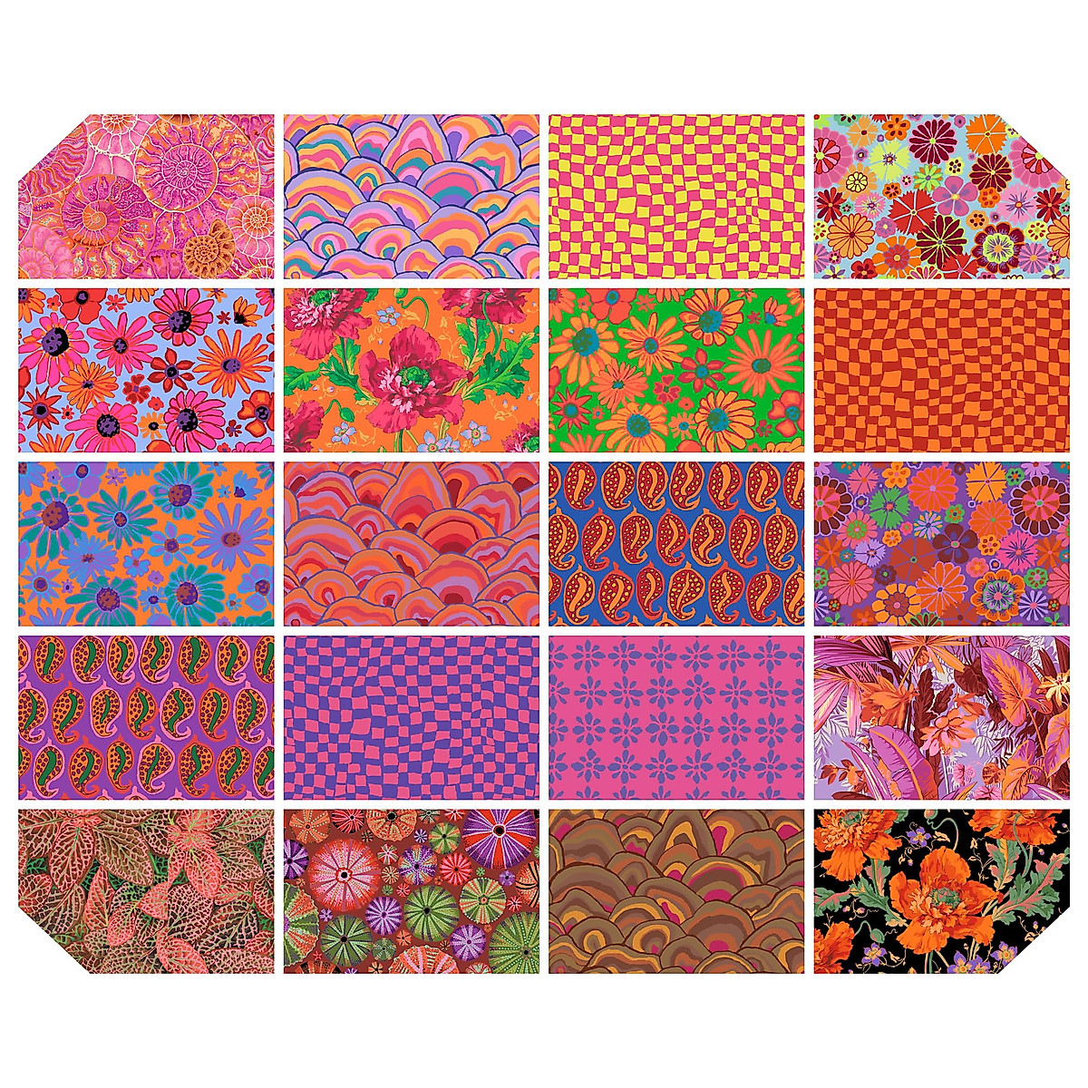 Kaffe Fassett Collective August 2024 Hot Design Roll 40 2.5-inch Strips Jelly Roll FreeSpirit