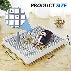 Tfwadmx Guinea Pig Litter Pan with Grid Large Rabbit Litter Box Small Animal Potty Trainer Bunny Corner Tray Toilet with Scoop for Chinchilla Guinea Pigs Ferret Hedgehog