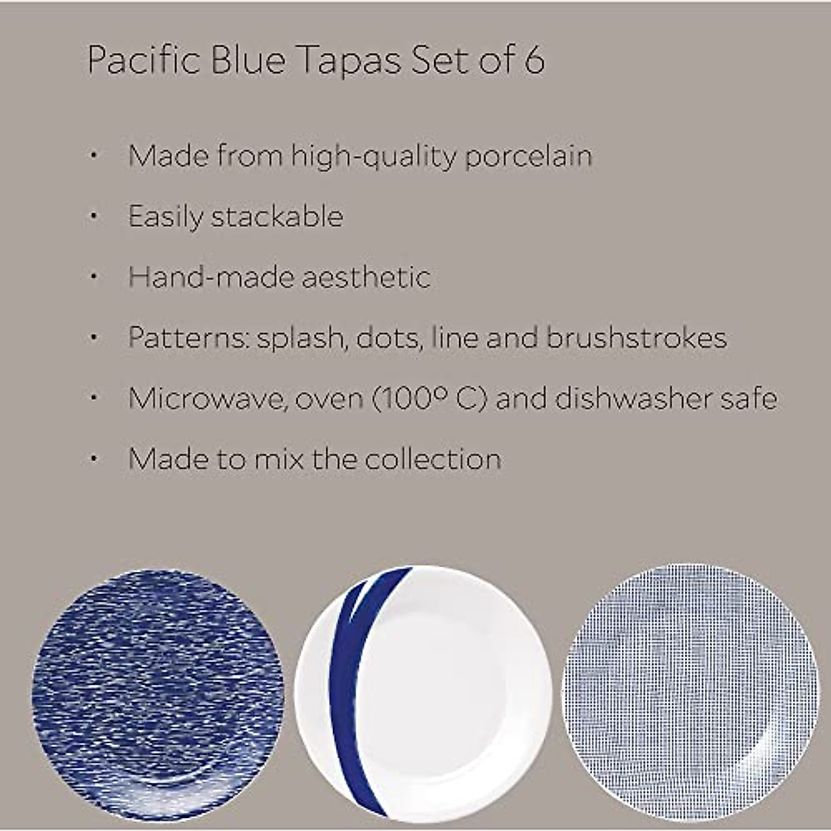 Royal Doulton Pacific Mixed Patterns Tapas Plates Set of 6