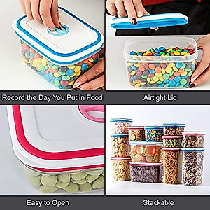 Lille Home Airtight Food Storage Container Set of 6, Kitchen & Pantry Organizer, Plastic Canister with Durable Lid, Leakproof, BPA Free, with Food Storing Date Indicator (Gray)