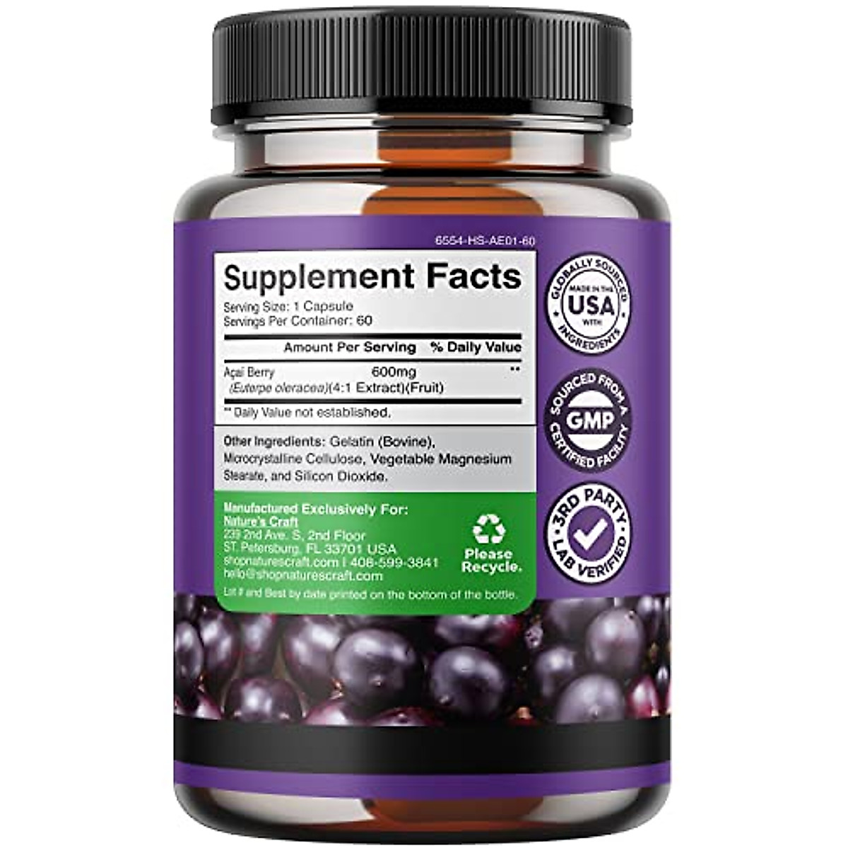 Acai Berry Capsules Antioxidant Supplement - Acai Berry Cleanse Superfood Supplement for Brain Booster Heart Health and Natural Energy Boost - Acai Capsules and Memory Supplement for Brain Health