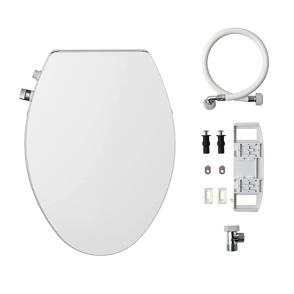 R&T Non-Electric Bidet Toilet Seat Elongated Self-Cleaning Dual Spray Nozzles for Rear & Feminine Wash