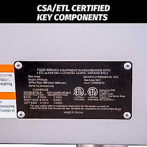 Hakka 24" Gas Range Stove with 4 Powerful Burners, 30,000X4 output for Commercial Kitchens