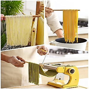 DlbvFoy Collapsible Pasta Drying Rack, Wooden Spaghetti Stand Dryer with 16 Suspension Rods Homemade Fresh Noodle Hanger, Noodle Drying Rack Easy Storage and Quick Set-Up Hanging Rack