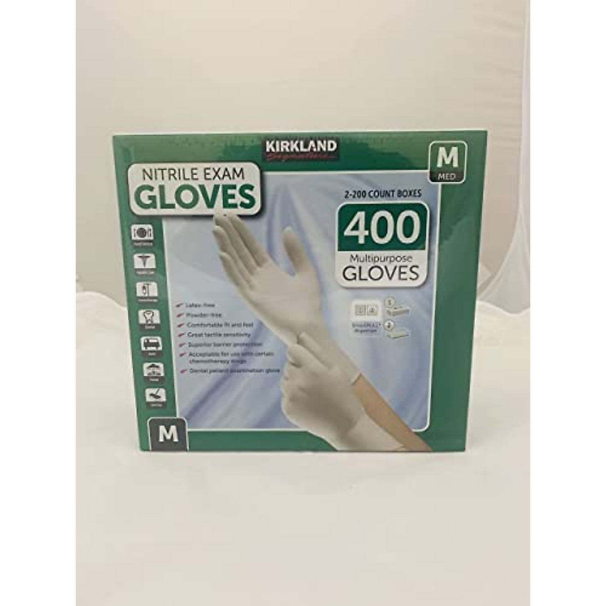 Kirkland Signature DnRbYi Nitrile Exam Multi-Purpose Medium Gloves Latex-Free, 400 Count, (467120)