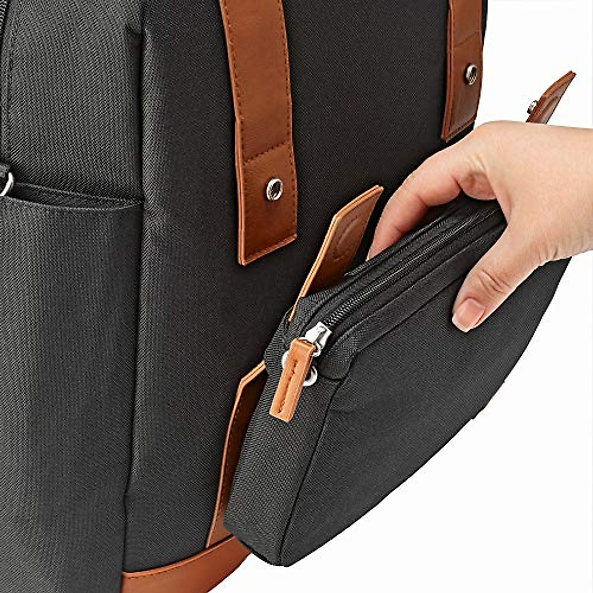 JJ Cole Bloomfield Modular Knapsack Diaper Bag, Ivory and Onyx