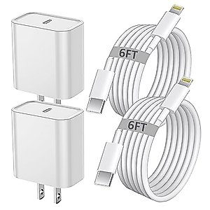 iPhone Fast Charger, iPhone Charger Fast Charging 2Pack PD 6FT Type C Quick USB C to Lightning Cable Cord Fast Charger iPhone USB C Wall Block Plug for iPhone 14 13 12 11 Pro Max XR XS X,iPad AirPods