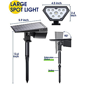 Biling Solar Spot Lights Outdoor, Bright 700 Lumen Solar Outdoor Lights IP67 Waterproof Adjustable Solar Landscape Spotlights for House Tree Patio Pathway Yard Garden Driveway - Warm White(4 Pack)