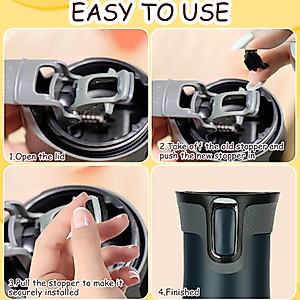 6Pcs Rubber Lid Stopper Compatible with Contigo West Loop Autoseal Travel Coffee Cup, Replacement Stopper Seal Part for Contigo West Loop Coffee Mug, Replacement Parts for Contigo Water Bottle(Black)