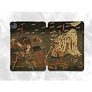 Cute Japanese Antique Samurai case Compatible with iPad Mini Air Pro 7.9 8.3 9.7 10.2 10.9 11 12.9 inch Pattern Cover New 2022 2021 Trifold Stand 3 4 5 6 7 8 9 Generation 71 (9.7" 5/6 gen)