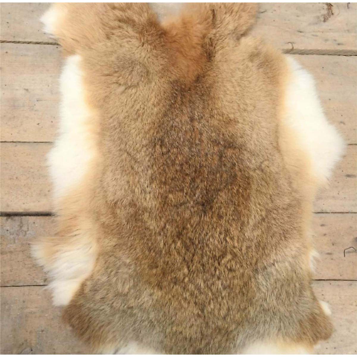 2pcs Natural Tanned Rabbit Fur Hide (10" by 12" Rabbit Pelt with Sewing Quality Leather)