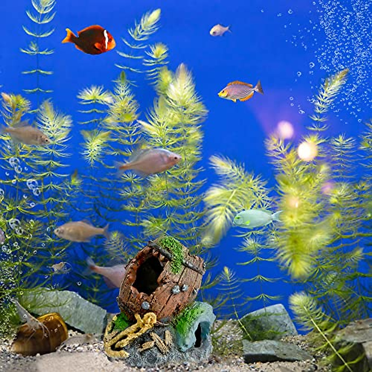 Saim Broken Barrel Aquarium Decorations,Resin Betta Cave Hideout Wood Trunk Log Hide Hut for Fish Tank Decor Fish Cave