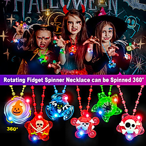 64Pcs Halloween Party Favors for Kids, Glow in The Dark Halloween Toys Bulk Light Up Rings Necklaces Bracelet Halloween Goodie Bag Fillers Stuffers Halloween Treats for Classroom Prizes Trick or Treat