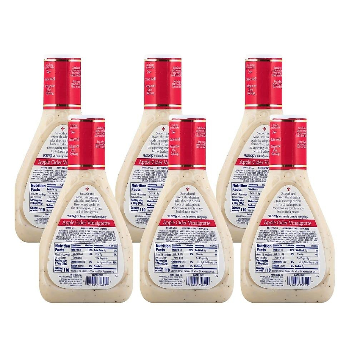 Ken's Steak House Apple Cider Vinaigrette Dressing (16 Fl Oz, Pack of 6)