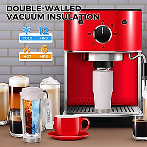 LATTPLYN 2 Pack Travel Coffee Mug, 18 oz Insulated Coffee Cup with Lid, Leakproof Stainless Steel Double-Wall Insulation Coffee Tumbler For Hot/Ice Coffee Tea Reusable Vacuum Thermal Thermos