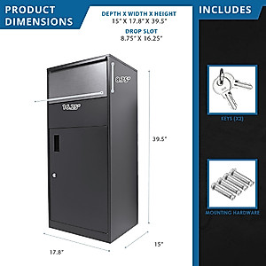 Barska Large Package Delivery Parcel Mail Steel Drop Box for Porch with Tamper-Resistant Drop Slot & Key Lock