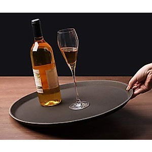 New Star Foodservice 25248 Restaurant Grade Non-Slip Tray, Plastic, Rubber Lined, Round (16-Inch, Brown)