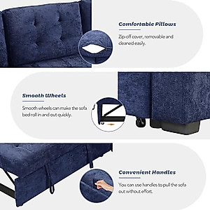 FANYE Multifunctional Symmetrical Convertible Sleeper Sectional Sofa with Pull-Out Couch Bed and Chaise,L-Shaped Corner Sofa&Couch Cum Sofabed W/USB Ports, Dual Power Sockets for Living Room