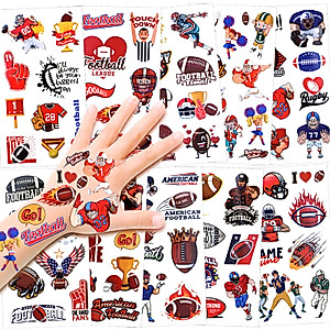 HOWAF 100+PCS American Football Temporary Tattoos, Super Bowl Fake Tattoos for Kids Adults, Rugby Face Tattoos Stickers for Sports Football Fans Favors, Waterproof Body Tattoos for Football Event Party Supplies