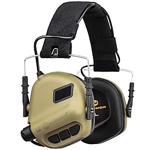 OPSMEN Electronic Shooting Earmuffs Ear Muffs Safety Tactical Sound Amplification Noise Canceling Hearing Protection 22 NRR M31-V2 Desert