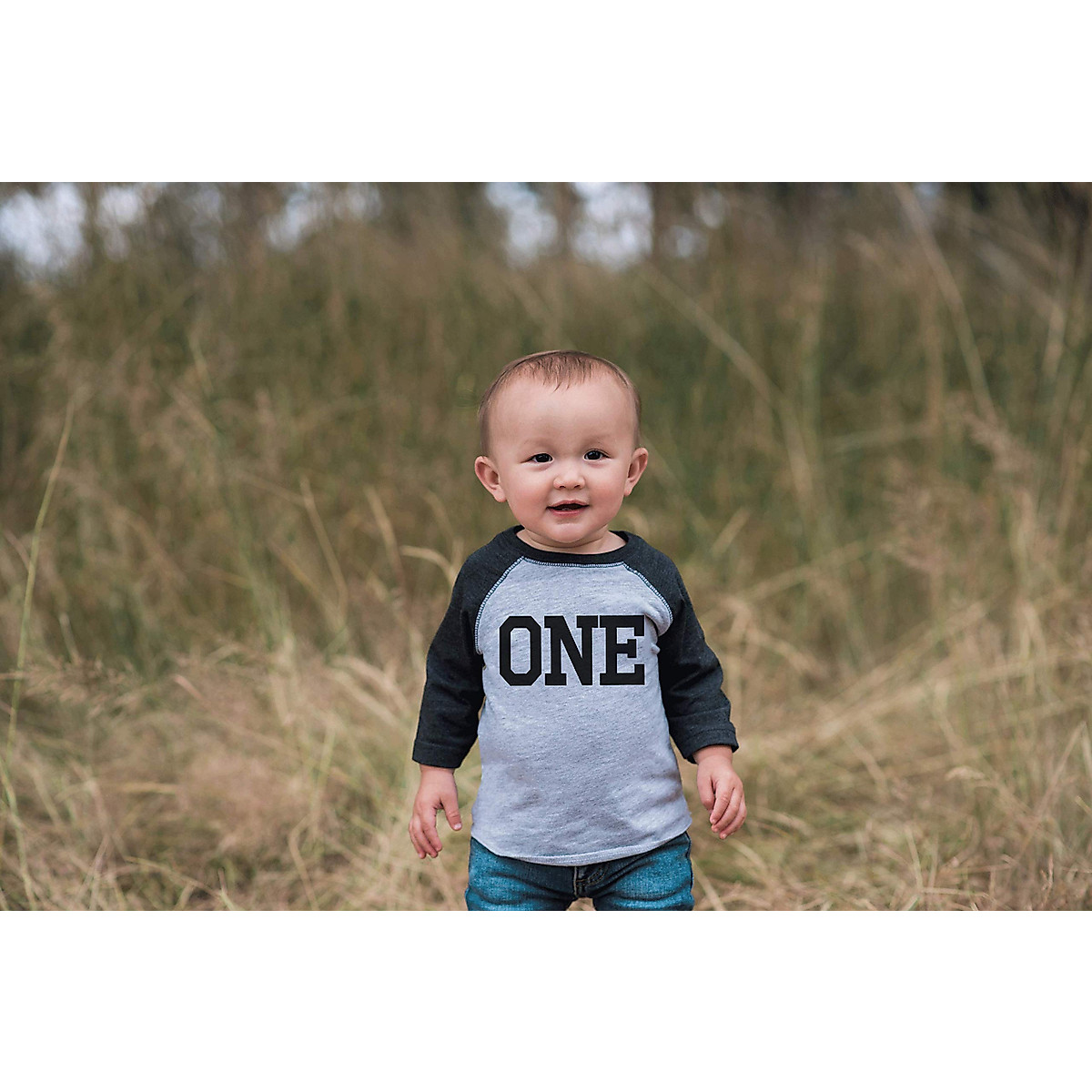 7 ate 9 Apparel Boy's One 1st 1 First Birthday Sporty Tee 18 Months Grey and Black