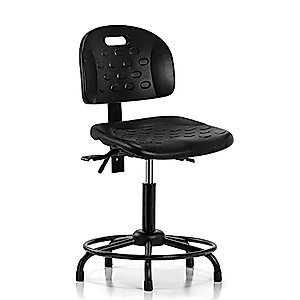 Perch Ergonomic Industrial Chair with Handle and Stationary Caps, Workbench Height