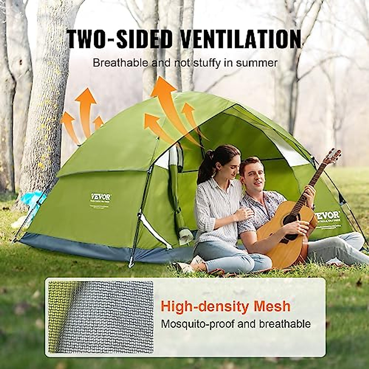 Vevor Camping Tent, 7 x 7 x 4 ft, Waterproof, Lightweight, Backpacking, with Door, for Outdoor Family Camping, Hiking, Hunting, Mountaineering Travel