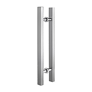 SUCHETA Modern Square Entry Door Handle,Modern Steel Push Pull Door Handle,for Sliding Glass Shower,Barn Door,Interior Exterior Door,Hardware Included (Color: Silver,Size: 80 x 50cm)