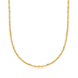 Ross-Simons Italian 2mm 18kt Gold Over Sterling Crisscross-Chain Necklace. 24 inches