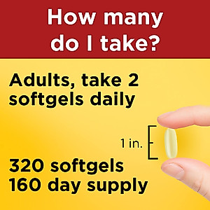 Nature Made Fish Oil 1000 mg Softgels, Fish Oil Supplements, Omega 3 Fish Oil for Healthy Heart Support, Omega 3 Supplement with 320 Softgels, 160 Day Supply