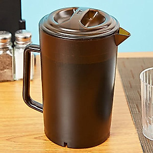 G.E.T. P-3064-1-A-EC BPA-Free Shatterproof Plastic Ice Tea Pitcher with Lid, 2 Quart (64 Ounce), Amber, 1 Pack