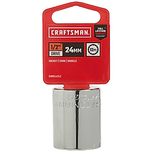 CRAFTSMAN Shallow Socket, Metric, 1/2-Inch Drive, 24mm, 12-Point (CMMT44242)