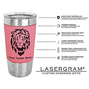 LaserGram 20oz Vacuum Insulated Tumbler Mug, Soccer Coach, Personalized Engraving Included (Faux Leather, Pink)