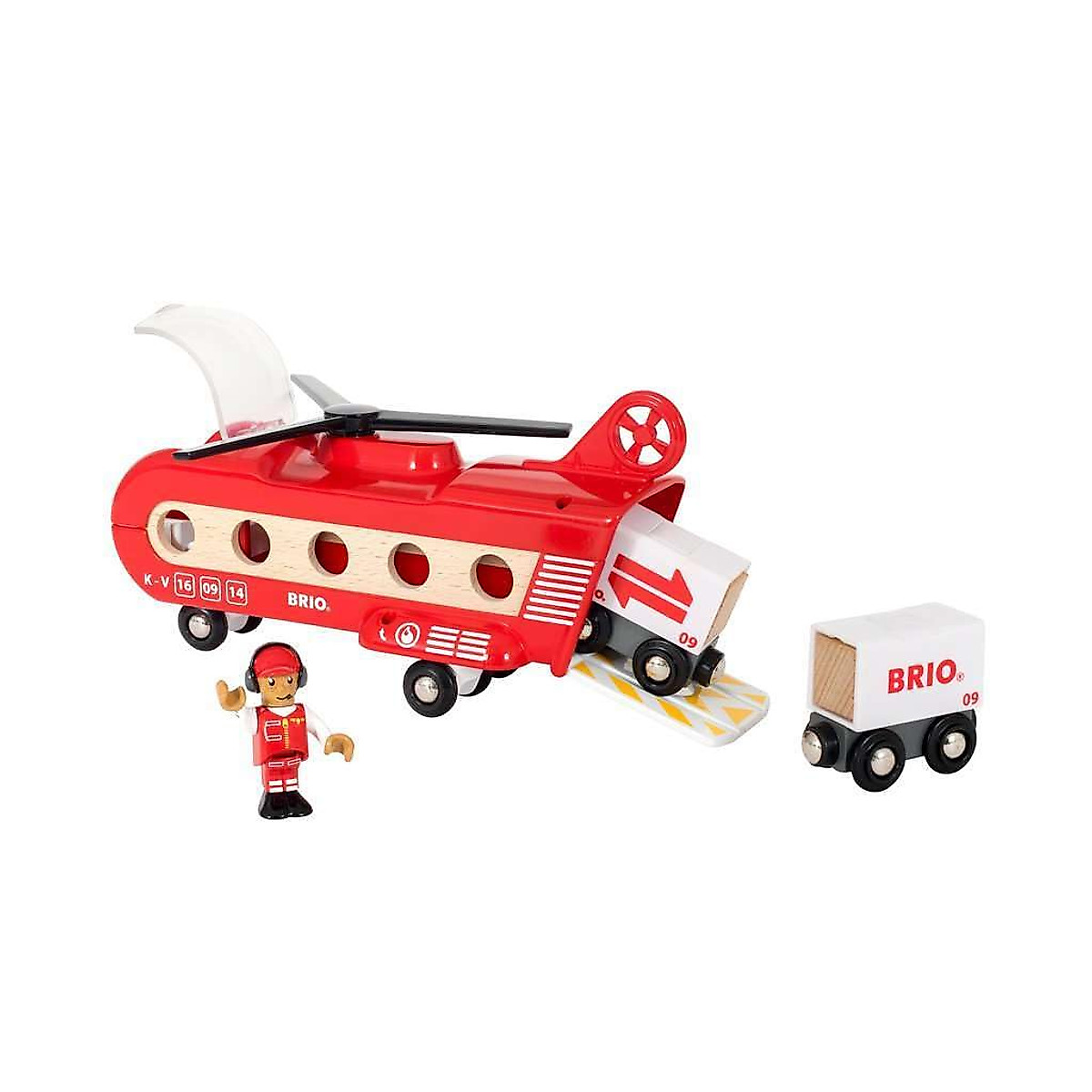 BRIO World 33886 - Cargo Helicopter - Premium Wooden Train Toy | Safe and Durable | Compatible with All Sets | Fun for Toddlers and Kids | Includes Figure and Accessories