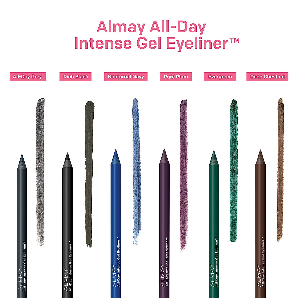 Almay Gel Eyeliner, Waterproof, Fade-Proof Eye Makeup, Easy-to-Sharpen Liner Pencil, 100 All Day Grey, 0.045 Oz