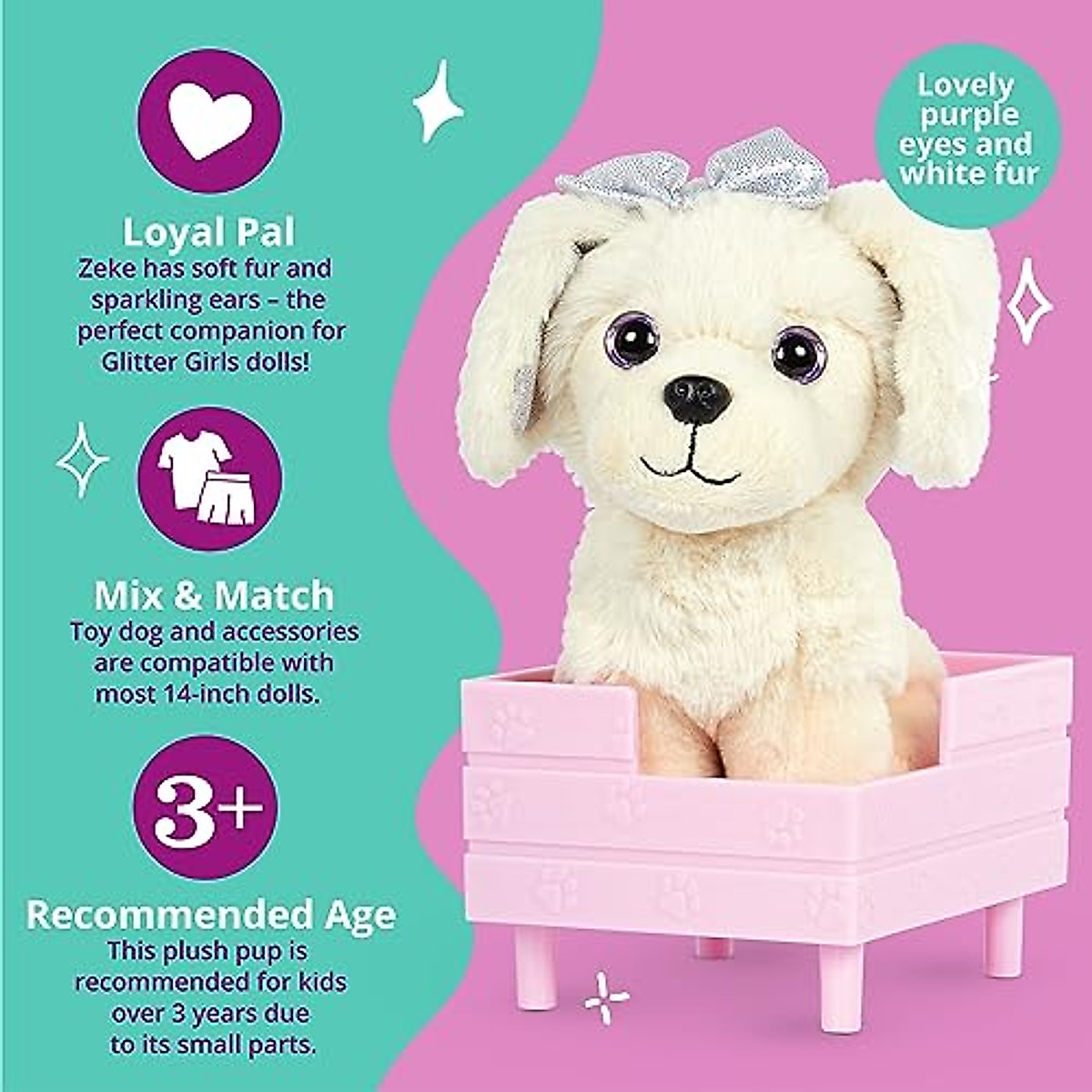 Glitter Girls – Zeke – 6-inch Dog Plush Golden Retriever Stuffed Animal – Poseable Legs – 14-inch Doll Accessories for Kids Ages 3 and Up
