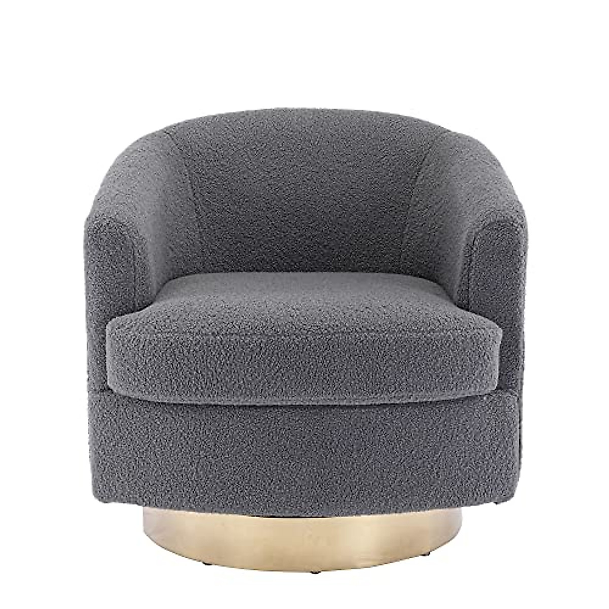 HomSof 30.7''W Boucle Swivel Accent Barrel Modern Comfy Sofa with Gold Stainless Steel Base 360 Degree Club Arm Chair for Nursery Bedroom Living Room Lounge Hotel, Gray