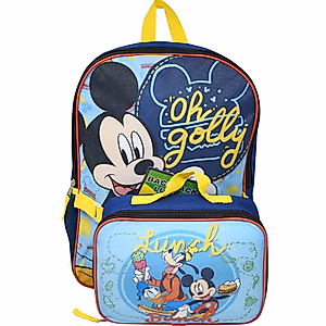 Disney Mickey Mouse 16" Backpack with Lunch Bag- on golly