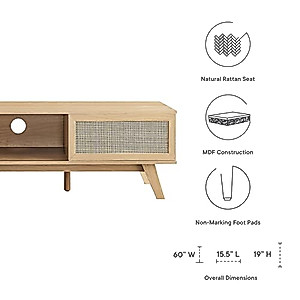 Modway Soma Rattan TV Stand, 60", Oak