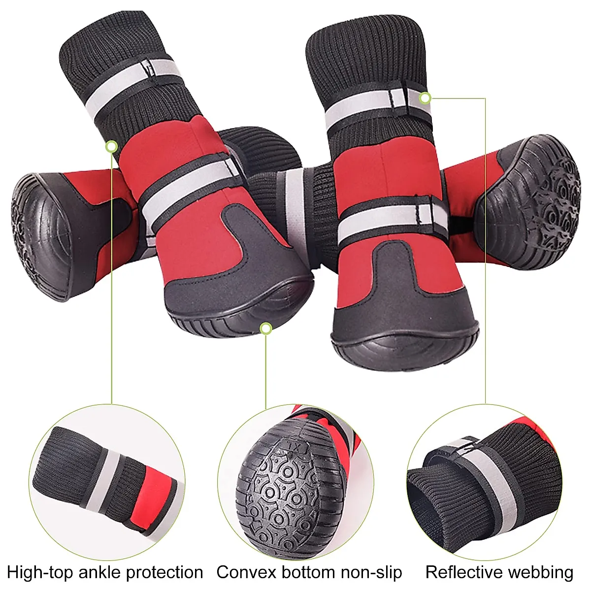 TOOPONE pet Dog Shoes high top Waterproof Anti-Slip wear-Resistant Sturdy, Non-Slip Sole Winter Dog Big Cotton Boots,(Red) (S)