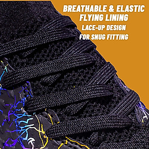 Niber Unisex Soccer Cleats Football Ankle Spikes Lace-Up Lightweight Professional Firm Ground Sports Athletic Exercise Turf Shoes Sneaker