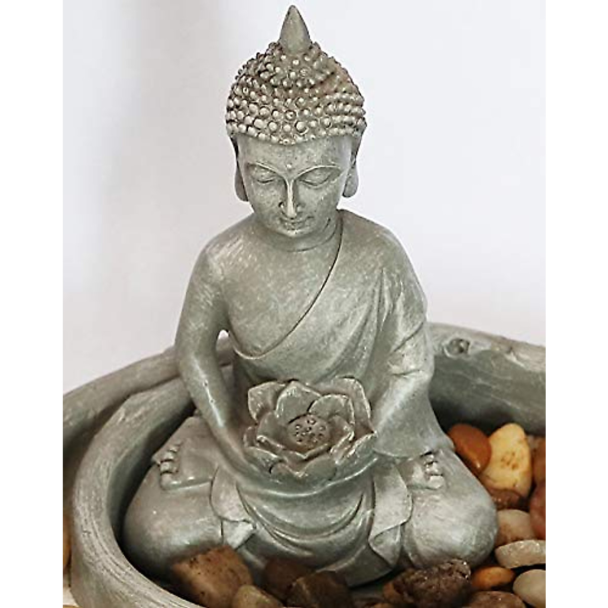 Nature's Mark Mini Zen Garden Kit for Desk with Lotus, Buddha Figures, Rake and Natural Sand River Rocks Table/Desk Décor Gift Set for Home and Office 6 x 6 Inches Round Base