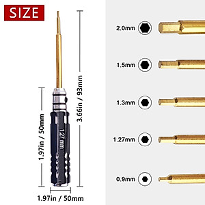 Hobbyfire Hex Screwdriver Set for Axial SCX24 1/24 RC Crawler Small Hex Driver 0.9mm 1.27mm 1.3mm 1.5mm 2.0mm & Wheel Wrench