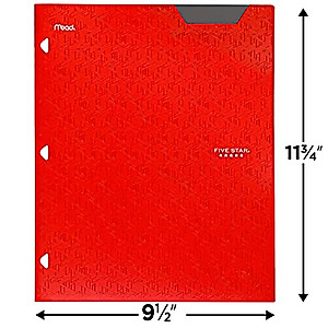 Five Star 2-Pocket Folder, Plastic Folders with Stay-Put Tabs, Fits 3-Ring Binder, Holds 8-1/2” x 11" Paper, Writable Label, Assorted Colors (38065), 4 Count (Pack of 1)