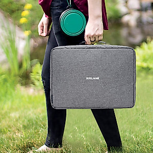 KISLANE Board Game Carrying Case with 18 pockets for Board Games, Pieces, Tokens, Cards and More, Expandable Board Game Storage Solution for Travel, Party, Gathering (Grey)