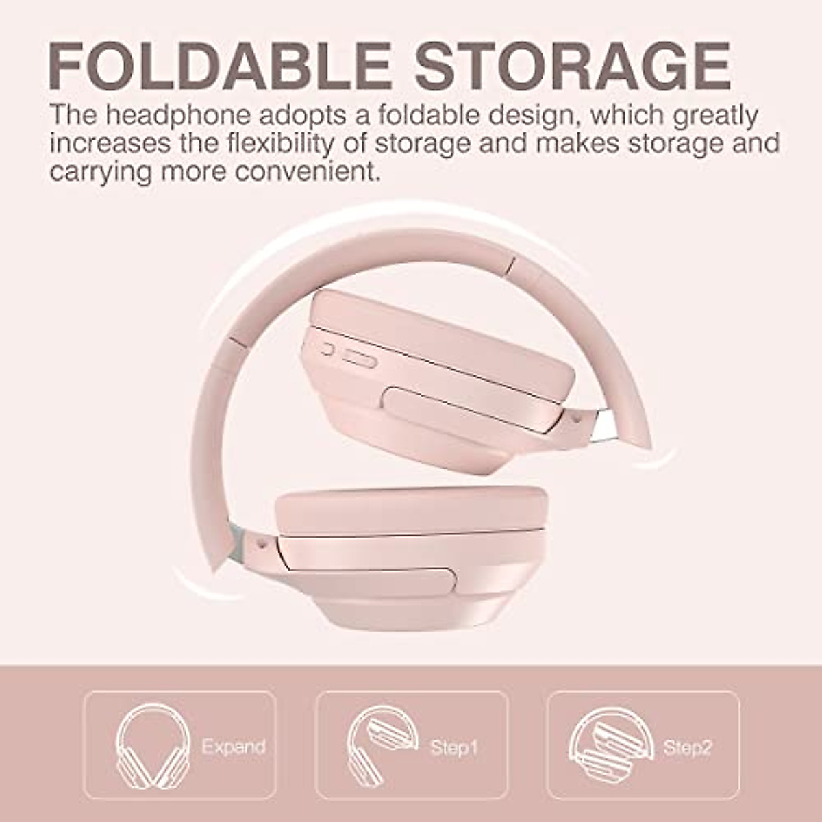 iKF T1-Wireless Wired Headphones Call Noise Cancelling Bluetooth Headset Bass Stereo Sound 50 Hours Using Time Built-in Microphone Pairing 2 Devices Compatible iOS/Android (Off-White)