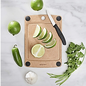 Epicurean All-In-One Cutting Board with Non-Slip Feet and Juice Groove, 10" × 7", Natural/Black